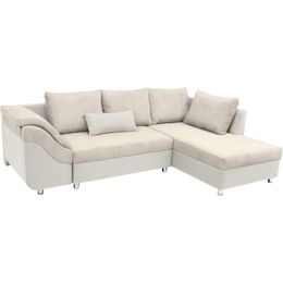 Collection AB Ecksofa &raquo;Sally L-Form&laquo; mit und ohne Bettfunktion, inklusive loser R&uuml;cken- und Zierkissen beige Microfaser PRIMABELLE (100% Polyester) / 