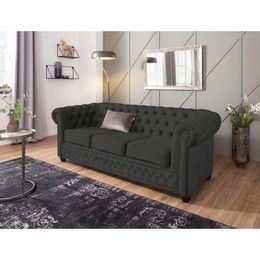 Home Affaire Chesterfield-Sofa &raquo;New Castle&laquo; mit hochwertiger Knopfheftung in Chesterfield-Design, B/T/H: 203/86/72 grau