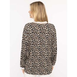Zwillingsherz Damen Blusenshirt &raquo;"Leo"&laquo; V-Neck, Animal Print, sportive B&uuml;ndchen S/M
