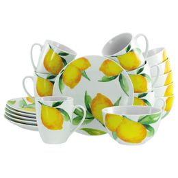 Creatable Fr&uuml;hst&uuml;cks-Geschirrset &raquo;Luna Limoncello, Fr&uuml;hst&uuml;cksset 18-tlg&laquo; Zitronendekor wei&szlig;