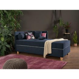 Alina Schlafsofa &raquo;Kona&laquo; 7-Zonen Taschenfederkernmatratze, Zierkissen-Set und Schlummerrollen blau Chenille GCP (100% Polyester)