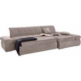 DOMO collection Ecksofa »NMoric XXL, B/T/H: 300/172/80cm, L-Form« wahlweise mit Bettfunktion und Armlehnverstellung taupe