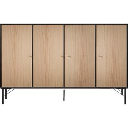 Sideboard &raquo;Mistral Kubus&laquo; mit vier T&uuml;ren und Metall F&uuml;&szlig;e, Breite: 136 cm schwarz Massivholz, Spanplatte