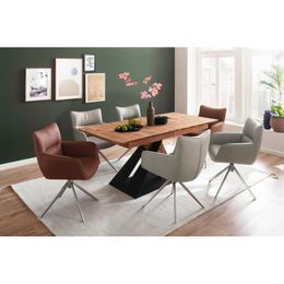 MCA furniture 4-Fu&szlig;stuhl &raquo;LIMONE&laquo; (Set) 2 Stk.(Set, 2 Stck), 360&deg; drehbar, Belastbarkeit 120 kg, Sitzh&ouml;he ca. 49 cm braun Leder