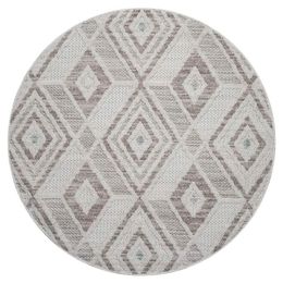Carpet City Teppich »LINDO 8875« rund 11 mm Höhe Kurzflor, Hochtief-Muster/ 3D-Effekt, Boho-Stil, Wohnzimmer grün Obermaterial: 100% Polyester Ø...