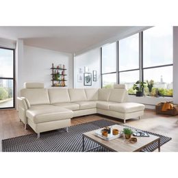 Die PlanBar Wohnlandschaft &raquo;PN-EM18013 U-Form, mit Kopfst&uuml;tzen&laquo; wahlweise mit Bettfunktion und Stauraum beige