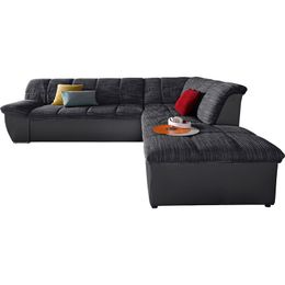 DOMO collection Ecksofa »Splash, aktuelle Sitz- und Rückensteppung, Materialmix, L-Form« wahlweise mit Bettfunktion schwarz/pepper