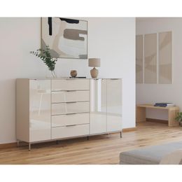 Rauch Kombikommode &raquo;Kommode T&uuml;rkommode Sideboard Kombikommode FLIPP mit Glasfront&laquo; Breite 200 cm mit 4 Einlegeb&ouml;den, 3-t&uuml;rig mit 5 Schubladen und Soft
