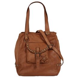 Samantha Look Damen Shopper echt Leder, Made in Italy braun