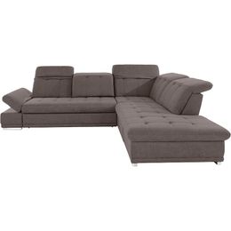 COTTA Ecksofa &raquo;Holiday L-Form mit Sitztiefen-, Armteil- und Kopfteilverstellung&laquo; wahlweise mit Bettfunktion & Bettkasten schwarz 100% Polyester