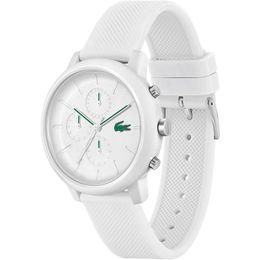 Lacoste Herren Chronograph &raquo;Lacoste.12.12 CHRONO&laquo; Quarzuhr, Armbanduhr, Herrenuhr, Stoppfunktion, Silikonarmband wei&szlig;