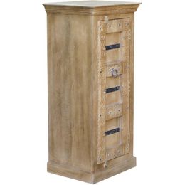 Sit Highboard &raquo;Daipur Kommode&laquo; geschnitzte Verzierungen, schmale Kommode mit 1 T&uuml;r beige Massivholz