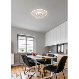 REALITY LEUCHTEN LED Deckenleuchte &raquo;Nybro Deckenventilator&laquo; LED-Board 1 Stk. warmwei&szlig; - kaltwei&szlig; Deckenlampe, Ventilator 3 Stufen, Fernbedienung,
