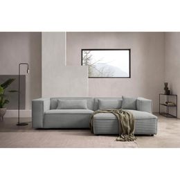 LeGer Home by Lena Gercke Ecksofa &raquo;PIARA mit Kedernaht, Cord, Leinenoptik o. Strukturstoff, Couch, L-Form&laquo; wahlweise Ottomane rechts/links, schwarze 