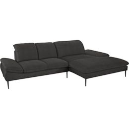 W.Schillig Ecksofa &raquo;enjoy&MORE, Designsofa, elegant und bequem, L-Form&laquo; Sitztiefenverstellung, F&uuml;&szlig;e schwarz pulverbeschichtet, Breite 310 cm grau 