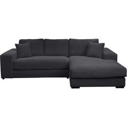 WERK2 Ecksofa &raquo;Eden modern und zeitlos, geschmackvolles Sofa, Breite 286cm, L-Form&laquo; Design Ecksofa in Cord mit besonders weichem Sitzkomfort schwarz 