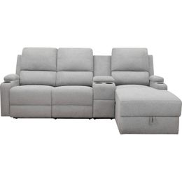 Home Affaire Ecksofa »NAPORI Multimediasofa, 3er Kinosessel XXL, L-Form, 3 Bezugsstoffe« Kinosofa mit Relaxfunktion, Getränkehalter, Staufach und...