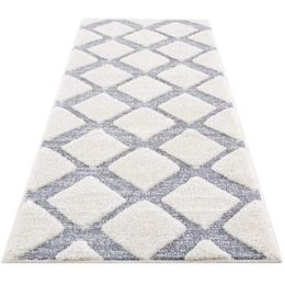 Carpet City Hochflor-Teppich &raquo;Focus 4497&laquo; rechteckig 20 mm H&ouml;he L&auml;ufer, Boho, Hochtief-Muster/ 3D-Effekt, f&uuml;r Wohnzimmer, Schlafzimmer grau Polypropylen