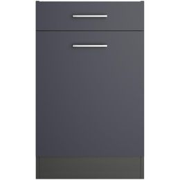 KOCHSTATION Unterschrank &raquo;KS-Milan&laquo; Unterschrank 50 cm, matte oder hochgl&auml;nzende Fronten grau Spanplatte