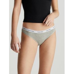 Bikinislip "BIKINI (LOW-RISE)", Damen, Gr. XL (42/44), grau, Jersey, Obermaterial: 90% Baumwolle, 10% Elasthan, Calvin Klein Underwear, meliert, körpernah, Unterhosen, mit Logobund