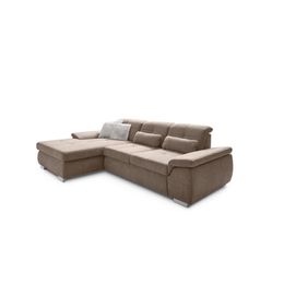 Die PlanBar Ecksofa &raquo;MP-IN16037 L-Form mit Kaltschaum-Polsterung&laquo; mit Sitztiefenverstellung & Zierkissen braun 100% Polyester