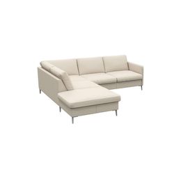 FLEXLUX Ecksofa &raquo;Fiore, L-Form&laquo; schmale Armlehnen, F&uuml;&szlig;e alufarben, B/T 234/225 cm, Kaltschaum im Sitz wei&szlig; 100% Echteder