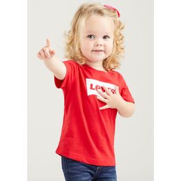 T-Shirt LEVI'S KIDS "BATWING TEE", Jungen, Gr. 24M (92), rot (superrot), Single Jersey, Obermaterial: 100% Baumwolle, unifarben, Basic schmal hüftlang, Rundhals, gerader Abschluss, Shirts, Baby UNISEX