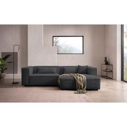 LeGer Home by Lena Gercke Ecksofa &raquo;PIARA mit Kedernaht, Cord, Leinenoptik o. Strukturstoff, Couch, L-Form&laquo; wahlweise Ottomane rechts/links, schwarze 