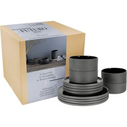 Creatable Tafelservice »Futuro« Service, je 4 Speiseteller 26 cm, Dessertteller 20 cm, Schalen 14 cm schwarz