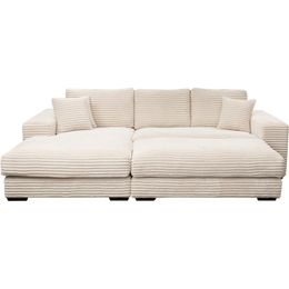 WERK2 Polstergarnitur &raquo;Eden L-Form + Hocker. Mega Couch Breite 286cm, Cord&laquo; Set, Design Ecksofa + Hocker in Cord mit besonders weichem Sitzkomfort 