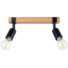 SOLLUX LIGHTING Deckenleuchte »ZUCA« E27 1 Stk. Lichtstromanpassung Schwarz, Holz