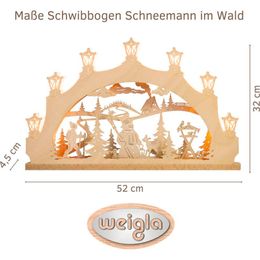 Weigla LED Schwibbogen &raquo;Schneemann im Wald, Lichterbogen aus Holz, NATUR, Made in Germany&laquo; 1 Stk. Erzgebirge garantiert, Weihnachtsdeko Innen, 