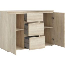 Inosign Sideboard &raquo;Nova, Aufbewahrung, Schubladenschrank, Sideboard,&laquo; 2 T&uuml;ren, 3 Schubladen, grifflos, Breit e120 cm, H&ouml;he 84 cm braun Spanplatte