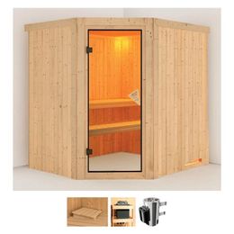 Karibu Sauna »Laila« Set, Ofen 3, 6 kW intgr. Strg naturbelassen