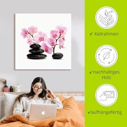 Artland Wandbild »Schwarze Steine und pink Orchidee« Zen 1 Stk. tlg. als Leinwandbild, Poster, Wandaufkleber in verschied. Größen Farbe Bild(er): pink