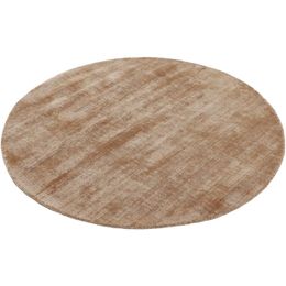 CarpetFine Teppich &raquo;Ava Viskoseteppich&laquo; rund 13 mm H&ouml;he Seidenoptik, leichter Glanz, Wohnzimmer beige Viskose