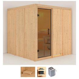 Karibu Sauna »Rodin« Set, Ofen 9 kW integr. Strg naturbelassen