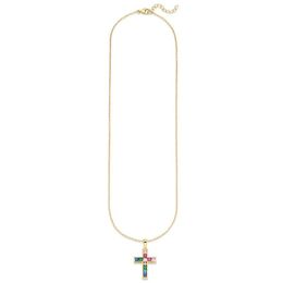 Bruno Banani Herren Kette mit Anh&auml;nger &raquo;Schmuck Geschenk Silber 925 Halsschmuck Halskette Regenbogen Kreuz&laquo; mit Zirkonia (synth.) gold