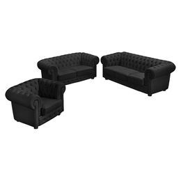 Max Winzer Chesterfield-Sofa »Windsor klassisch, modern und Retro Sofa, hoher Sitzkomfort, « mit edler Knopfheftung, 2-Sitzer oder 3-Sitzer schwarz