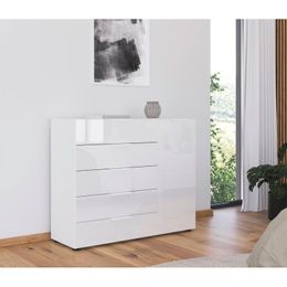Rauch Schubkastenkommode &raquo;Kommode T&uuml;rkommode Sideboard Kombikommode FLIPP mit Glasfront&laquo; Breite 120 cm mit 2 Einlegeb&ouml;den, 1-t&uuml;rig, 5 Schubladen, Soft