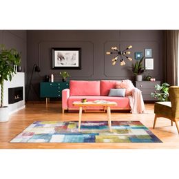 LUXOR living Teppich &raquo;Prima 2&laquo; rechteckig 7 mm H&ouml;he Kurzflor, Patchwork Muster, Vintage Design, Wohnzimmer bunt Kunstfaser