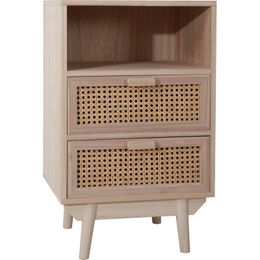 Salesfever Kommode &raquo;Vejle Design-Sideboard f&uuml;r Stauraum&laquo; Charmante Schubladenfronten aus stilvollem Rattangeflecht beige Furnier, Geflecht Rattan, MDF