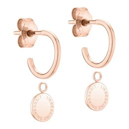 Liebeskind Berlin Damen Paar Creolen &raquo;Schmuck Geschenk Gold 375 Ohrringe Gold Collection&laquo; Einh&auml;nger abnehmbar rosa
