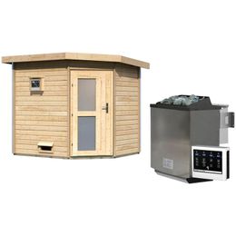 Karibu Saunahaus &raquo;Tore&laquo; Set, Ofen 9 kW Bio externe Strg easy beige