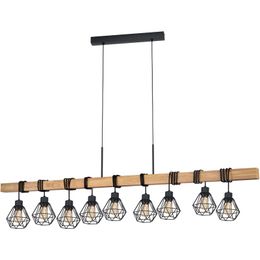 Eglo Pendelleuchte &raquo;TOWNSHEND 5&laquo; E27 schwarz / L150 x H110 x B20 cm / aus Holz und Metall / Retro / Vintage braun