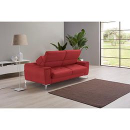 Egoitaliano Schlafsofa &raquo;Francine Designsofa, Loungesofa mit Dauerschlaffunktion, Breite 233 cm&laquo; mit Bettfunktion, Luxus-Microfaser Lederoptik, marsala, Fu&szlig;farbe 