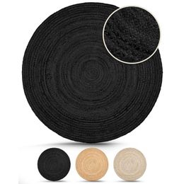 CarpetFine Teppich »Nele Juteteppich Naturfaser« rund 6 mm Höhe geflochtener Wendeteppich aus 100%Jute, in rund und oval, viele Größen anthrazit...