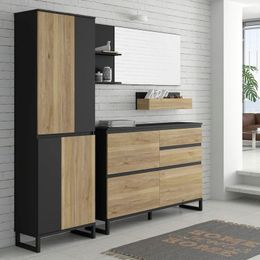 FORTE Garderobenschrank &raquo;Quayle&laquo; Stauraumschrank, Mehrzweckschrank, H&ouml;he 201,7cm braun Spanplatte