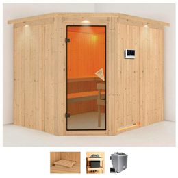 Karibu Sauna »Marit« Set, Ofen 9 kW Bio externe Strg easy naturbelassen