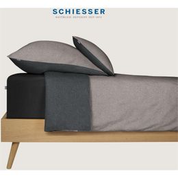 Schiesser Spannbettlaken &raquo;Flexi aus 95% Baumwolle und 5% Elastahan in Premium-Qualit&auml;t&laquo; f&uuml;r hohe Matratzen und Boxspringbetten geeignet, Made in Green schwarz 